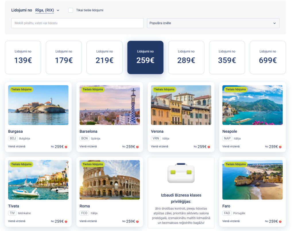 Air Baltic biznesa klase: līdz 50% atlaide - TravelFree.lv